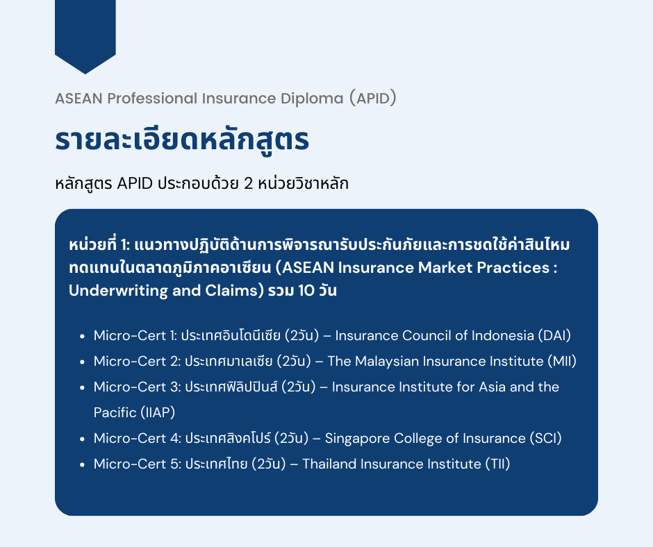 (APID) หลักสูตร ASEAN Professional Insurance Diploma - TII สถาบัน ...